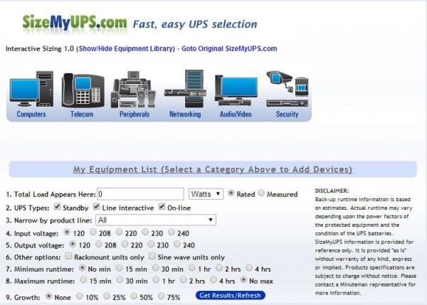 UPS Sizing tool: SizeMyUPS by Minuteman Power - Minuteman UPS